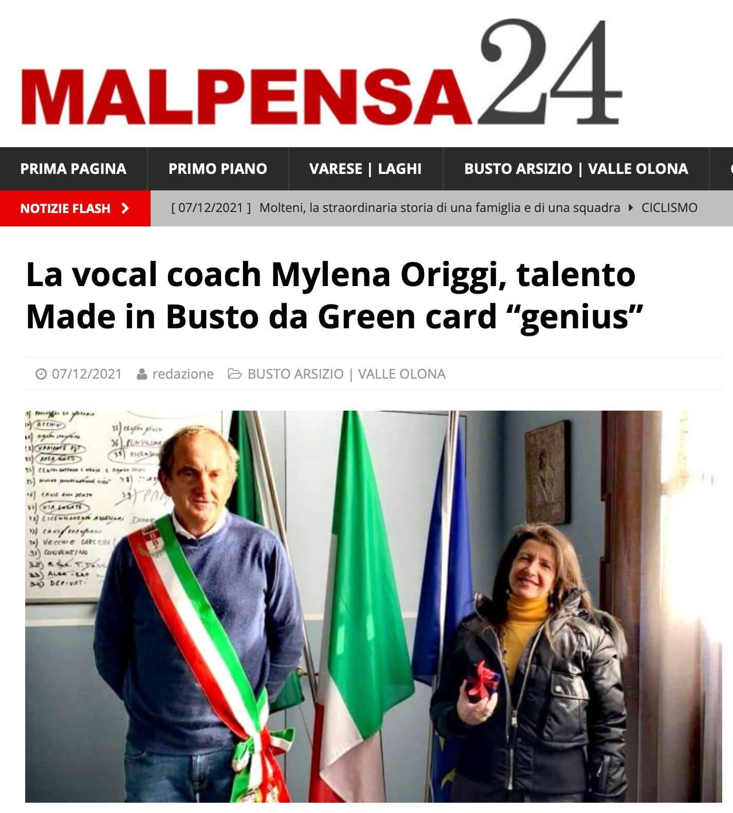 Mylena Vocal Coach, talent Made in Busto Arsizio earn Green Card ...
